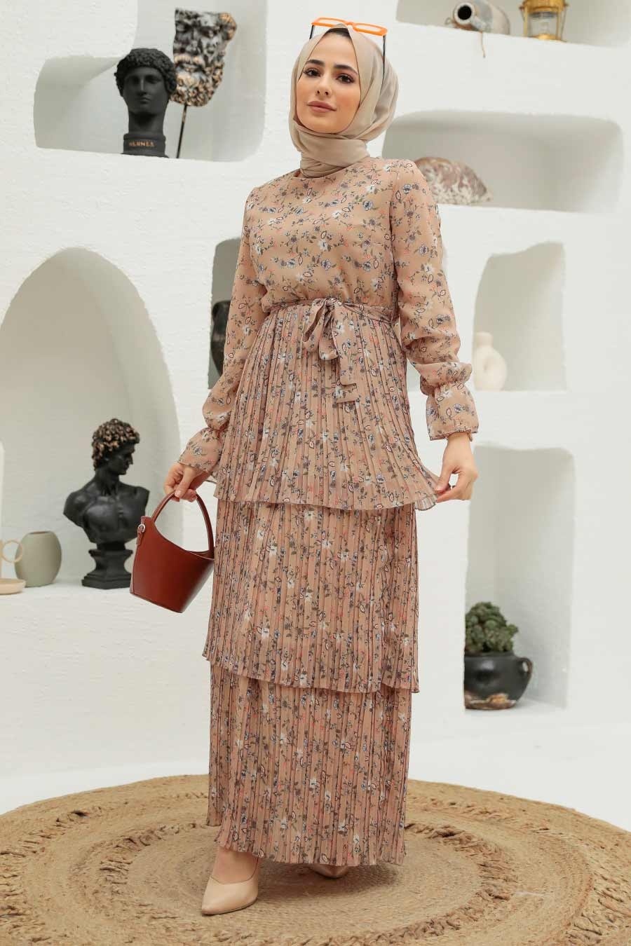 Neva Style - Kat Kat Vizon Tesettür Elbise 3360V - Tesetturisland.com