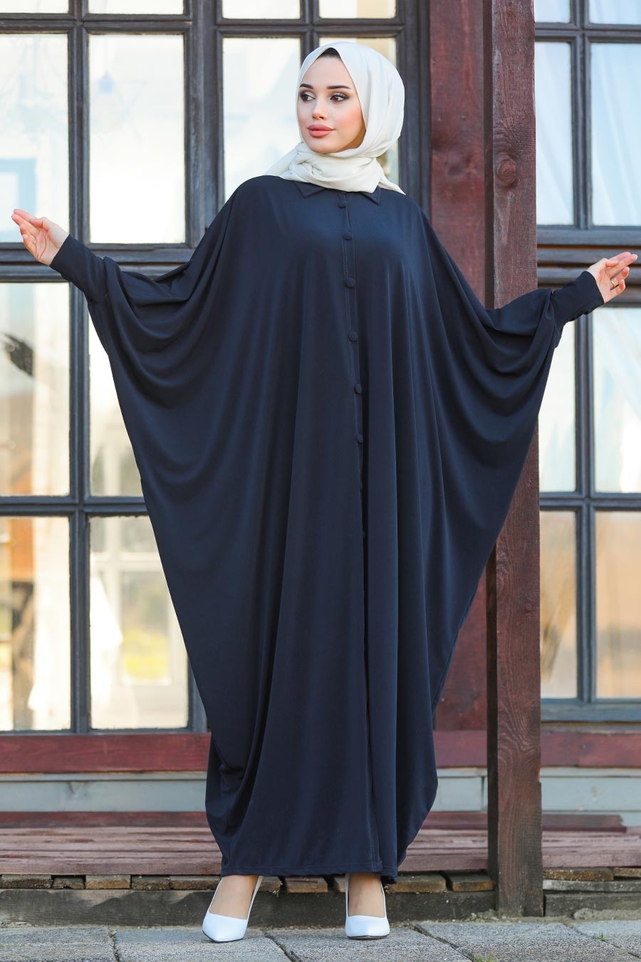 Smoke Color Hijab Turkish Abaya 1723FU - Neva-style.com